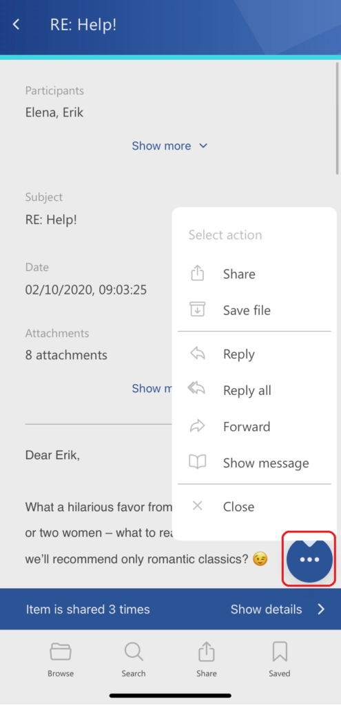 contentACCESS mobile EA context menu | TECH-ARROW Documentation Center