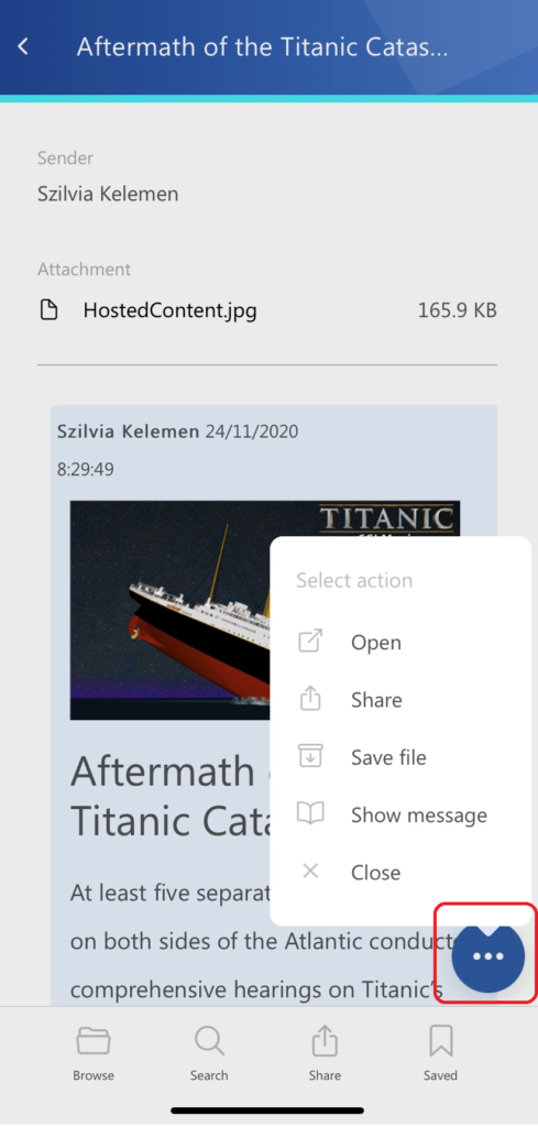 contentACCESS mobile TEA context menu | TECH-ARROW Documentation Center