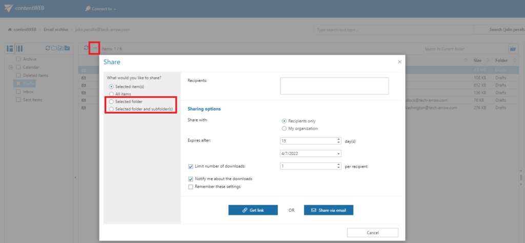 contentWEB folder sharing2 | TECH-ARROW Documentation Center