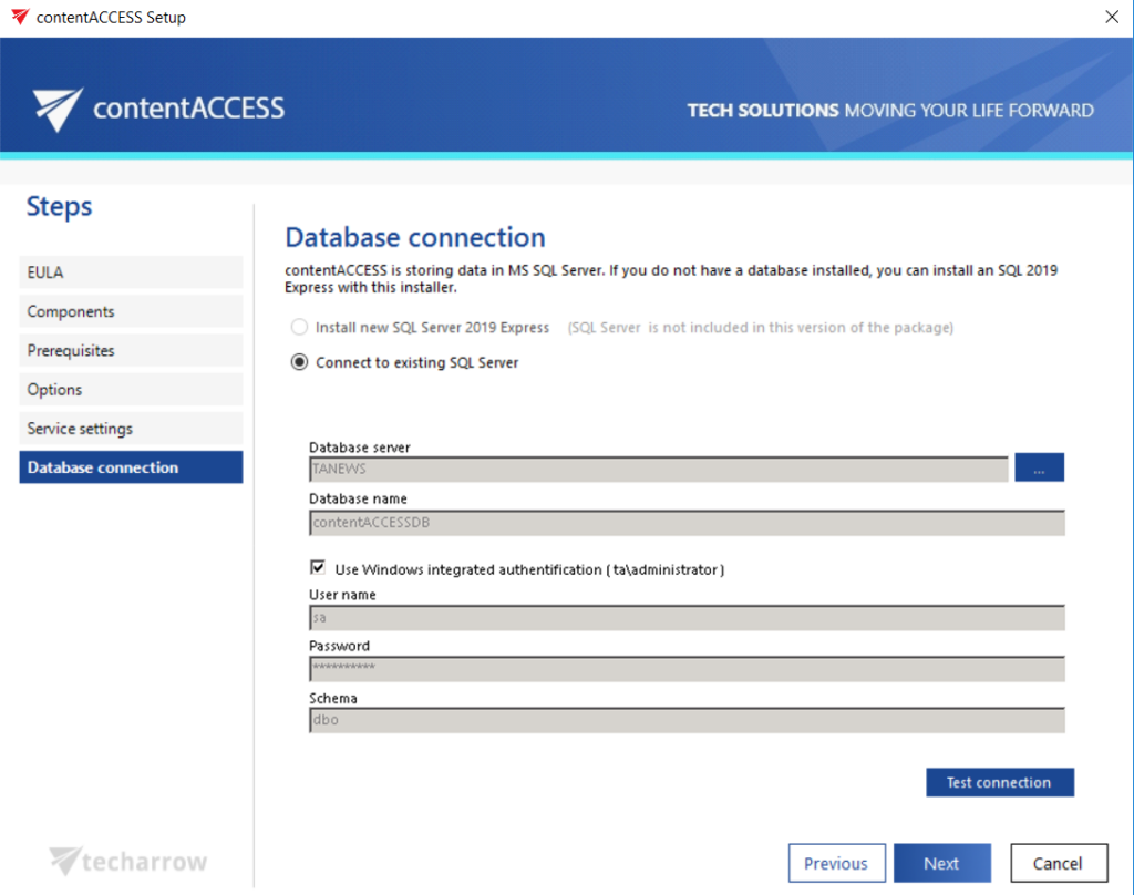 cA package 6.6.1 – database connection | TECH-ARROW Documentation Center