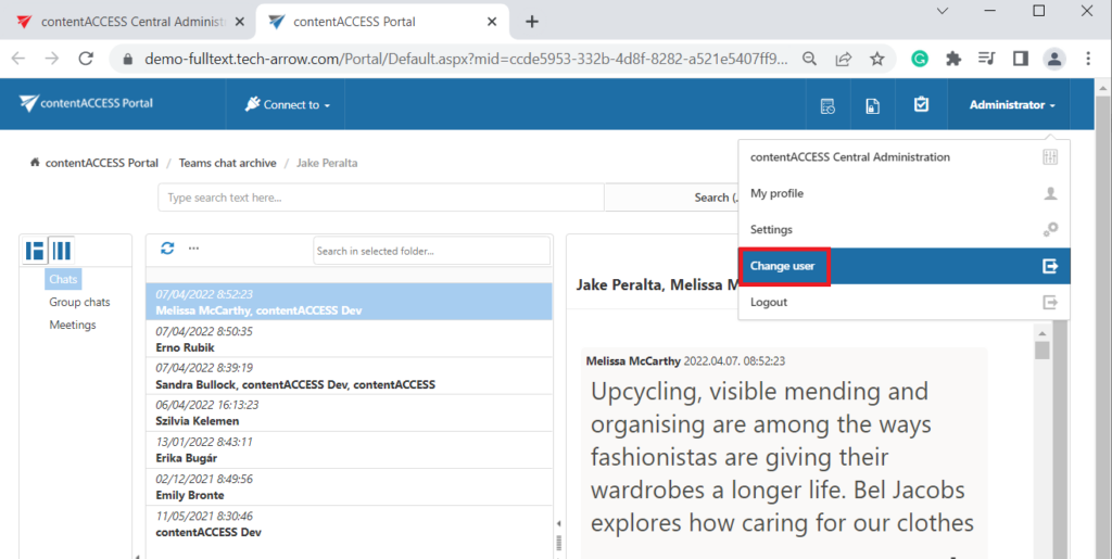 contentACCESS 7. – change user – 02 | TECH-ARROW Documentation Center