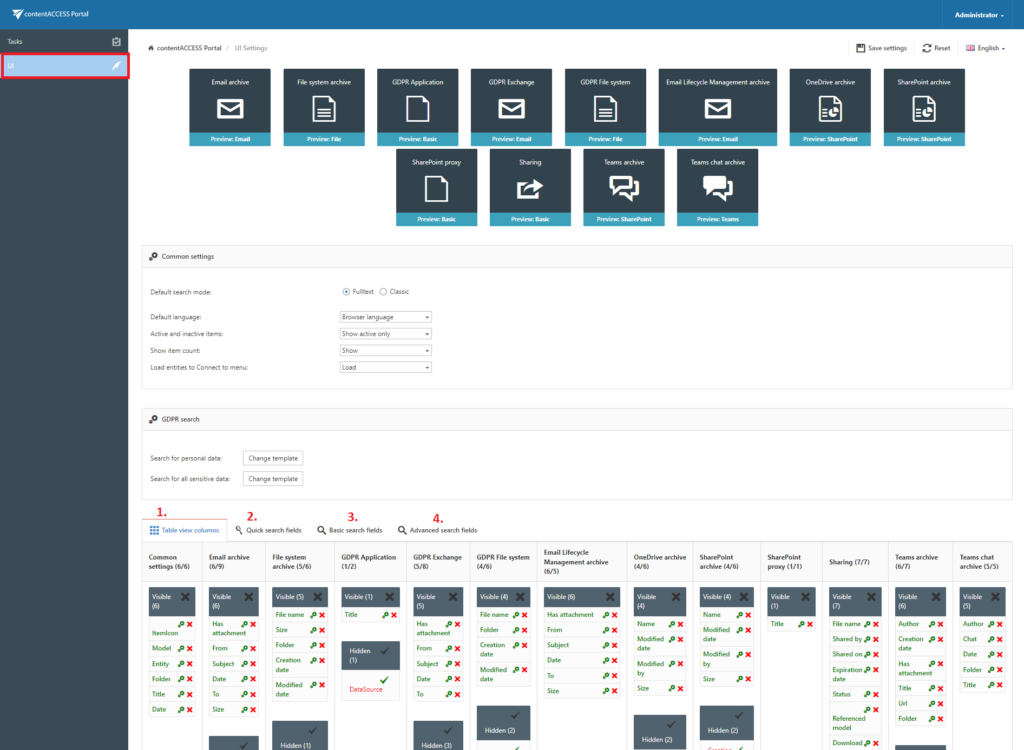 contentACCESS Portal 20. – UI settings | TECH-ARROW Documentation Center