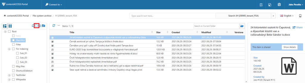 contentACCESS Portal 56. – select multiple folders – 05 | TECH-ARROW Documentation Center