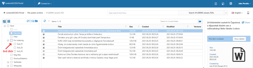 contentACCESS Portal 58. – select multiple folders – 07 | TECH-ARROW Documentation Center