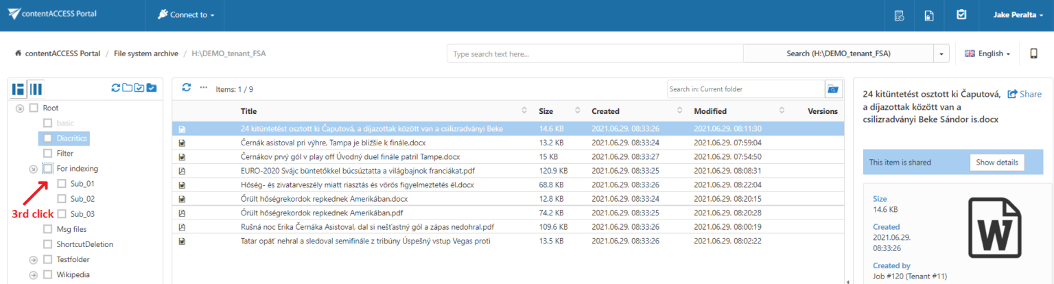 contentACCESS Portal 58. – select multiple folders – 07 | TECH-ARROW Documentation Center