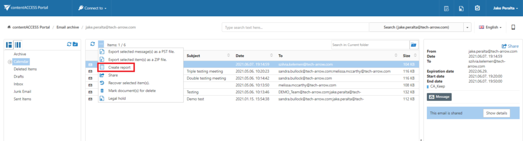 contentACCESS Portal 63. – create report | TECH-ARROW Documentation Center