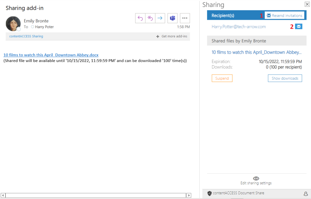 Sharing17. – sharing notification | TECH-ARROW Documentation Center