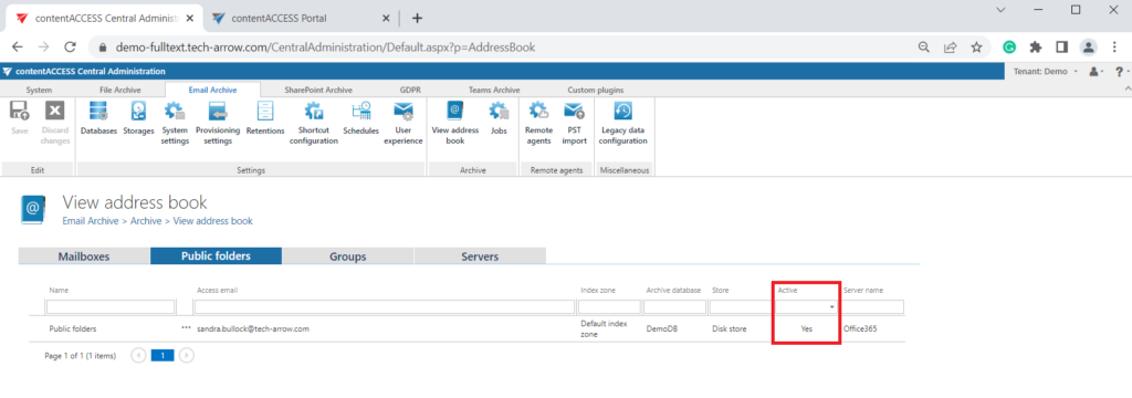 contentACCESS 32.- Active on Public folders tab | TECH-ARROW Documentation Center